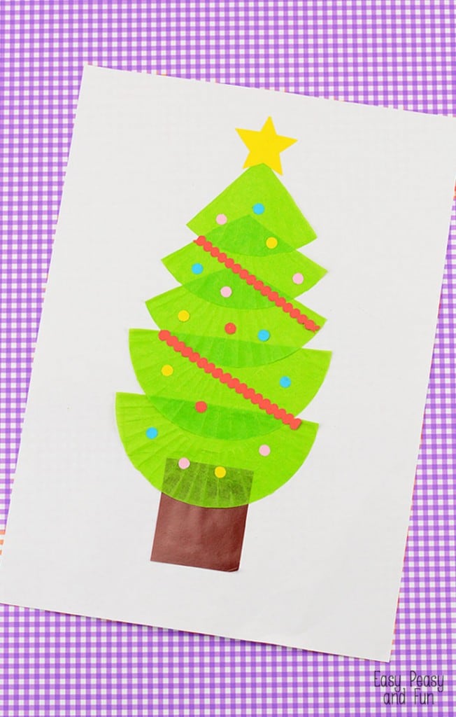 Christmas Tree Cupcake Liner Craft - Easy Peasy and Fun