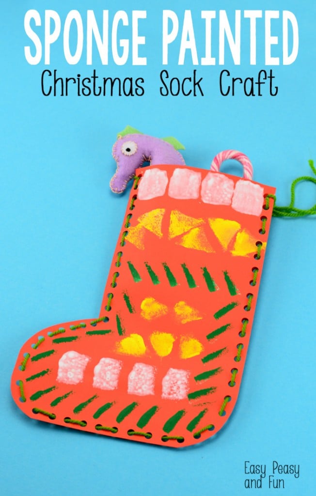 Sponge Painted Christmas Sock Craft - Easy Peasy and Fun