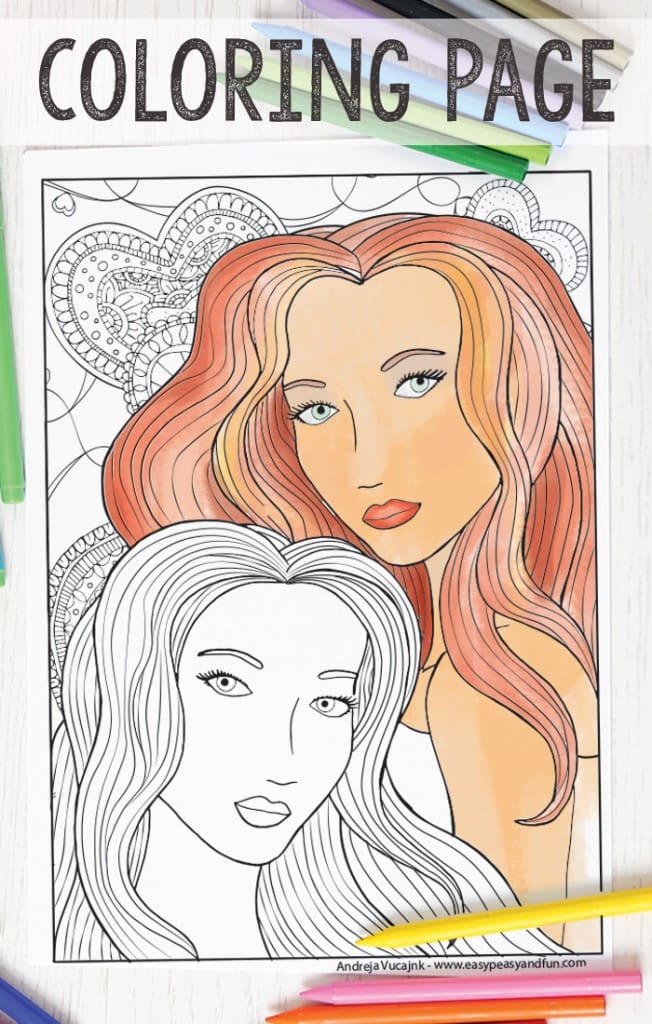 Two Women Coloring Page for Adults - Easy Peasy and Fun