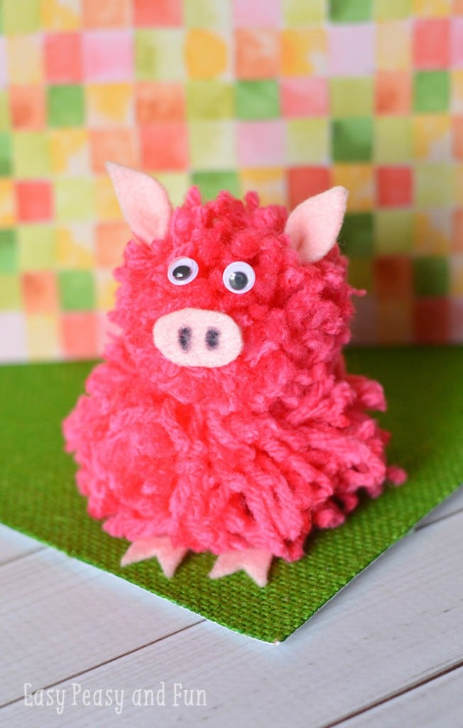 Pom Pom Pig Craft - Pom Pom Crafts - Easy Peasy and Fun