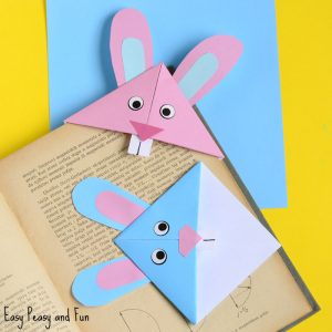 Easter Bunny Corner Bookmark - DIY Origami for Kids - Easy Peasy and Fun