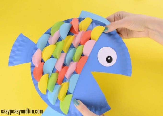 Paper Plate Fish Craft - Rainbow Paper Circles - Easy Peasy and Fun