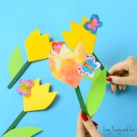 Paper Tulip Flower Craft with Printable Template - Easy Peasy and Fun