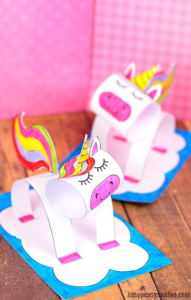 3D Construction Paper Unicorn Craft Printable Template - Easy Peasy and Fun
