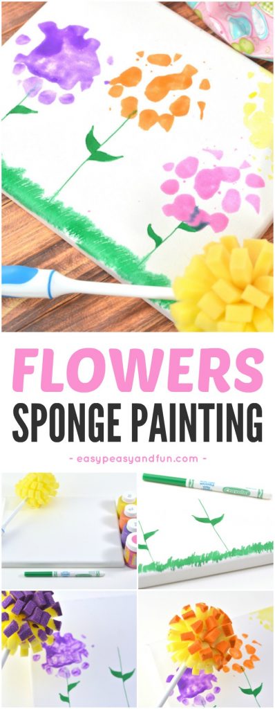Spring Flowers Sponge Painting - Easy Peasy and Fun