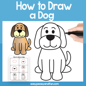 How to Draw a Dog - Step by Step Drawing Tutorial for a Cute Cartoon ...