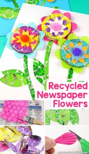 Newspaper Flowers Recycled Craft for Kids - Easy Peasy and Fun