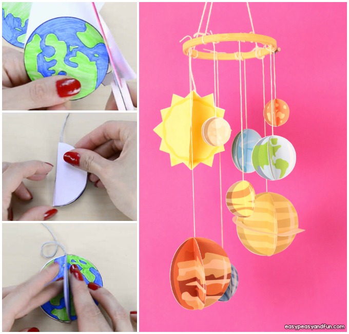 3D Paper Mobile Planets Craft Template Solar System Craft Easy 3D Paper Mobile Planets Craft Template Solar System Craft Easy
