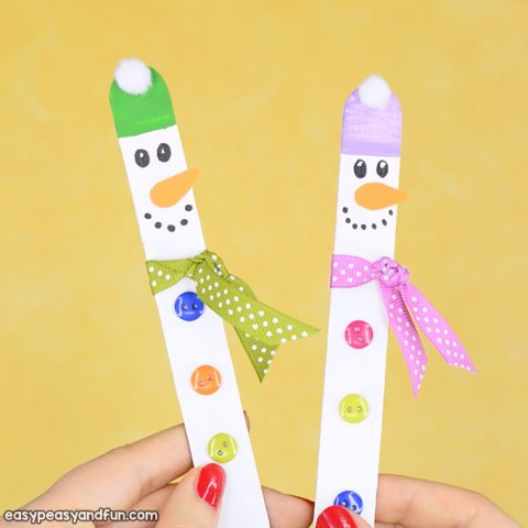 Craft Stick Snowman - Easy Snowman Craft for Kids - Easy Peasy and Fun