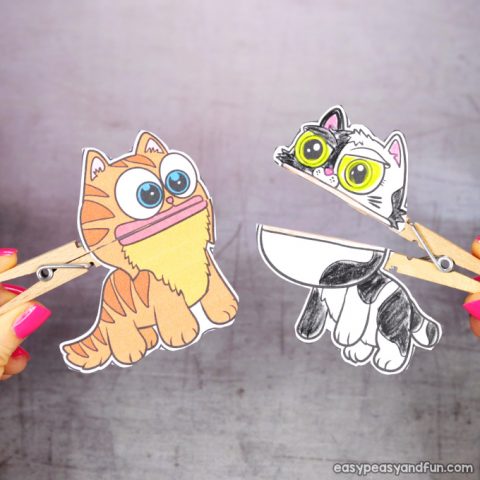 Cats Clothespin Puppets - Easy Peasy and Fun