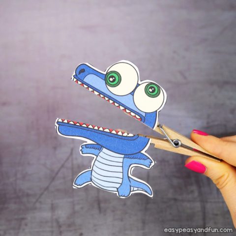 Crocodile Clothespin Puppets - Easy Peasy and Fun