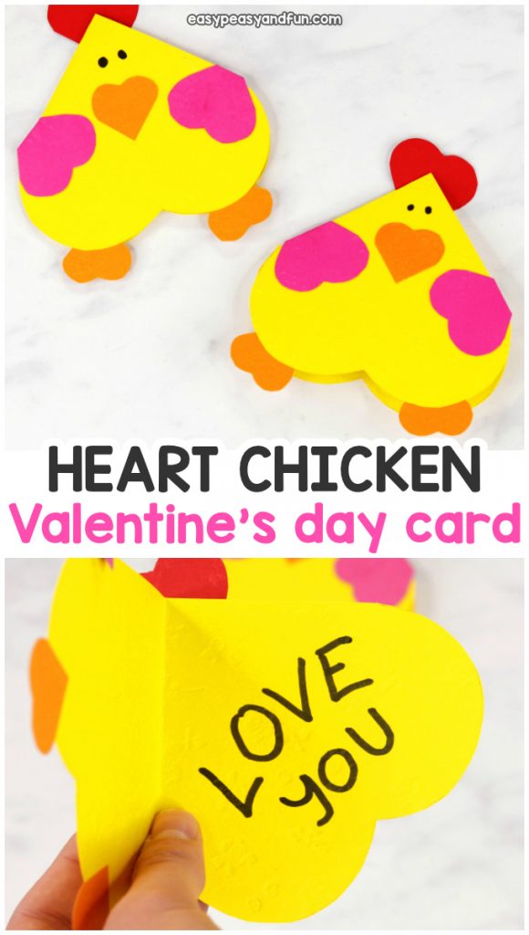 Heart Chicken Craft - Simple Valentines Day Card Idea - Easy Peasy and Fun