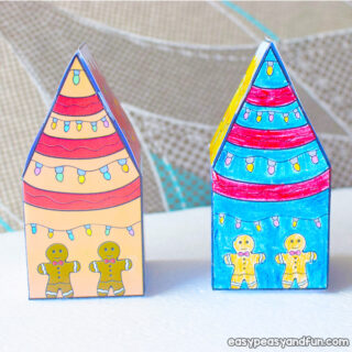 Christmas Paper House Craft Template - Easy Peasy and Fun