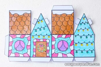 Christmas Paper House Craft Template - Easy Peasy and Fun