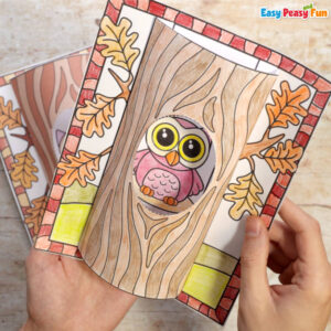 Owl 3D Coloring Page Craft Template - Easy Peasy and Fun