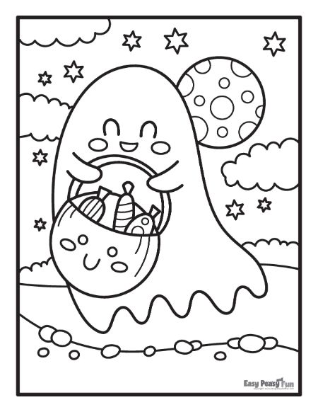 Printable Ghost Coloring Pages – 30 Sheets - Easy Peasy and Fun