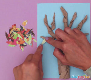 Fall Tree Newspaper Craft - Easy Peasy and Fun