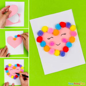 Pom Pom Heart Valentine's Day Card - Easy Peasy and Fun