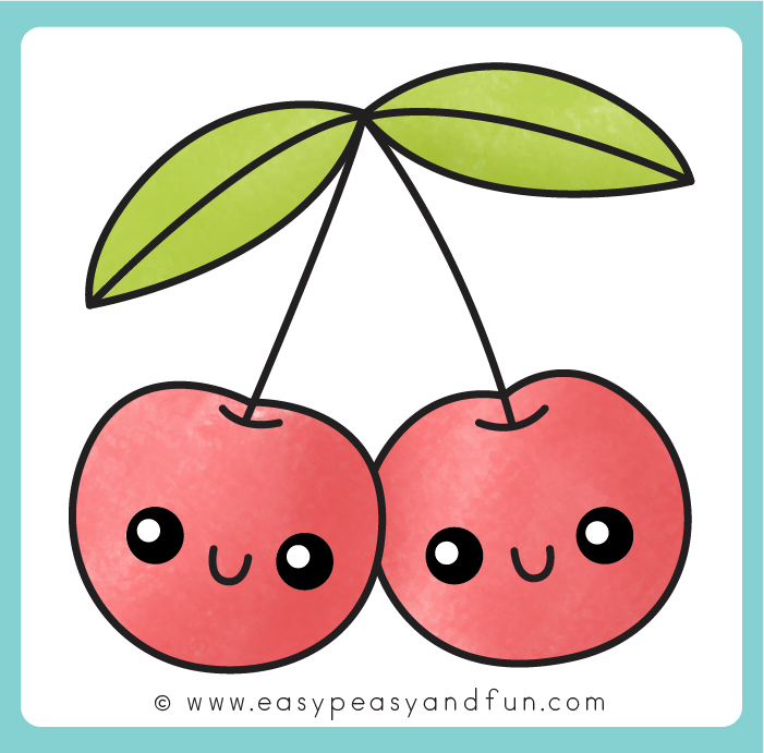 How to Draw Cherries – Step by Step Drawing Tutorial - Easy Peasy and Fun