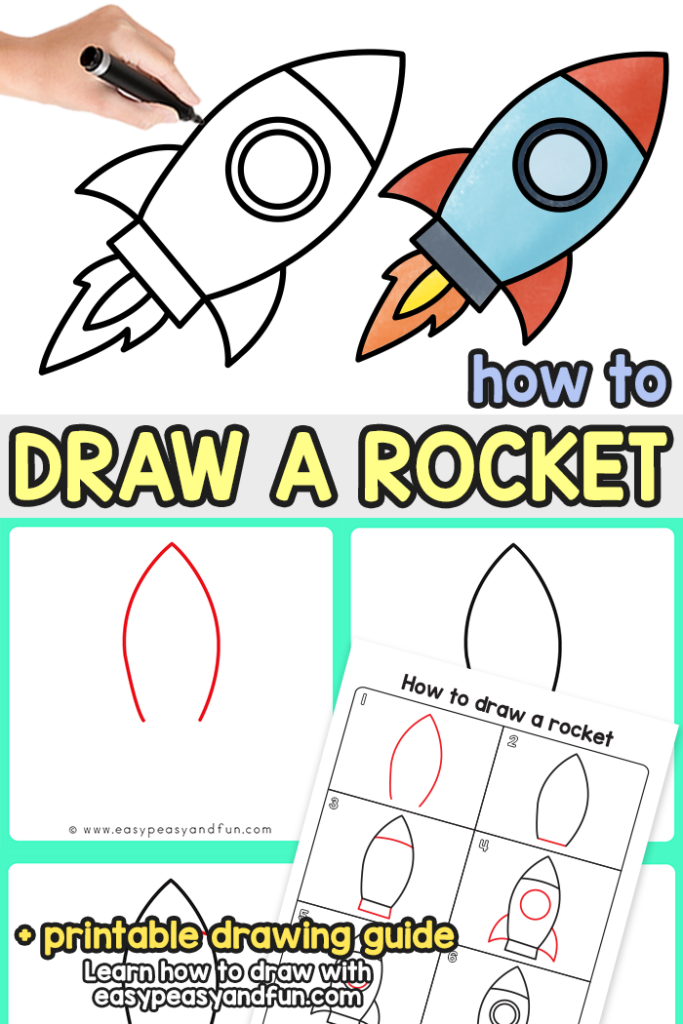How to Draw a Rocket – Step by Step Drawing Tutorial - Easy Peasy and Fun