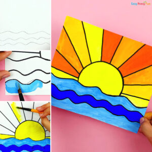 Sea Sunset Art Lesson With Warm and Cool Colors - Easy Peasy and Fun