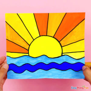 Sea Sunset Art Lesson With Warm and Cool Colors - Easy Peasy and Fun