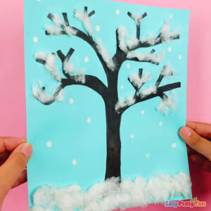 Winter Tree Cotton Ball Craft - Easy Peasy and Fun