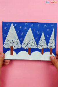 Paper Doily Winter Trees Craft - Easy Peasy and Fun