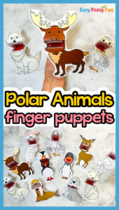 Printable Polar Animals Puppets (PDF Template) - Easy Peasy and Fun