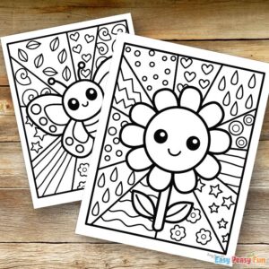 Spring Pop Art Coloring Pages - Easy Peasy and Fun
