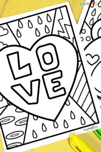 Free Printable Valentines Day Pop Art Coloring Pages - Easy Peasy and Fun