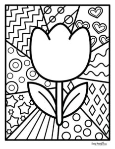Spring Pop Art Coloring Pages - Easy Peasy and Fun