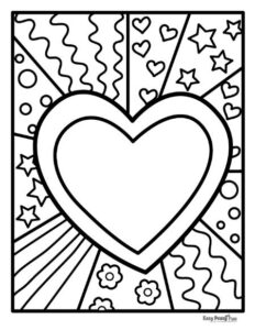 Free Printable Valentines Day Pop Art Coloring Pages - Easy Peasy and Fun