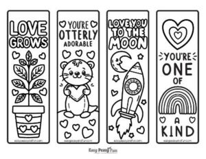 Free Printable Valentine's Day Bookmarks to Color - Easy Peasy and Fun
