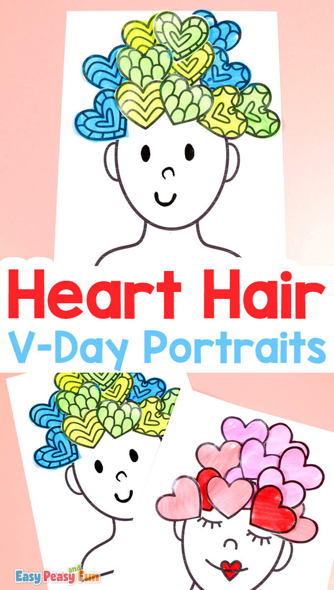 Heart Hair Portraits Valentine Craft for Kids (Love is in the Hair ...