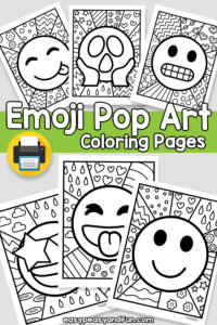 Free Printable Emoji Pop Art Coloring Pages - Easy Peasy and Fun