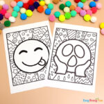 Free Printable Emoji Pop Art Coloring Pages - Easy Peasy and Fun