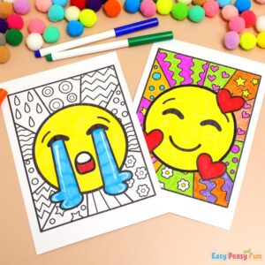 Free Printable Emoji Pop Art Coloring Pages - Easy Peasy and Fun
