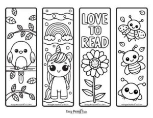 Free Printable Spring Bookmarks to Color - Easy Peasy and Fun