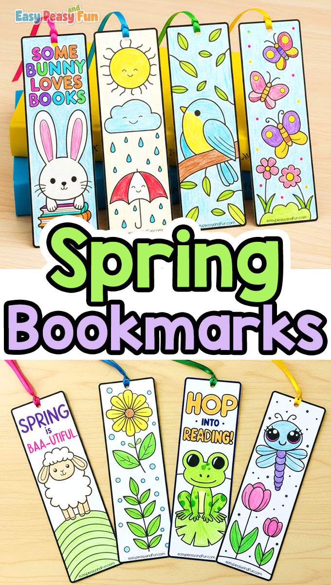 Free Printable Spring Bookmarks to Color - Easy Peasy and Fun
