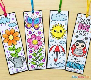 Free Printable Spring Bookmarks to Color - Easy Peasy and Fun