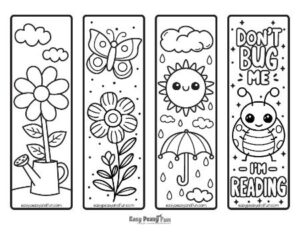 Free Printable Spring Bookmarks to Color - Easy Peasy and Fun