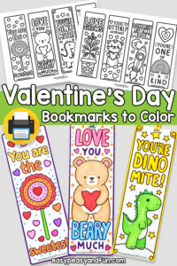 Free Printable Valentine's Day Bookmarks to Color - Easy Peasy and Fun