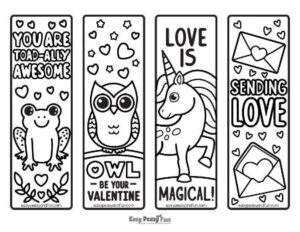 Free Printable Valentine's Day Bookmarks to Color - Easy Peasy and Fun