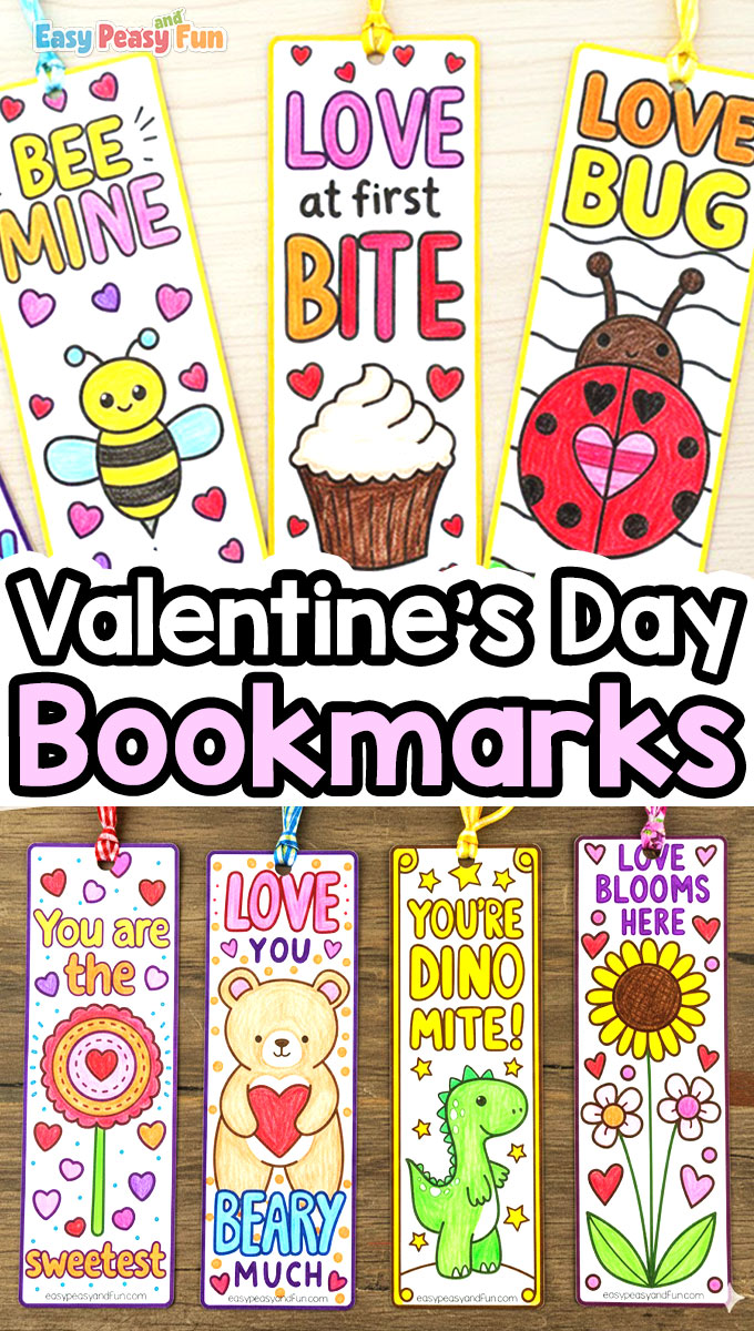 Free Printable Valentine's Day Bookmarks to Color - Easy Peasy and Fun