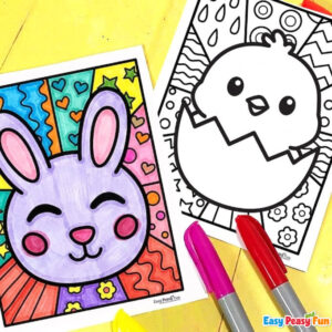 Free Printable Easter Pop Art Coloring Pages - Easy Peasy and Fun