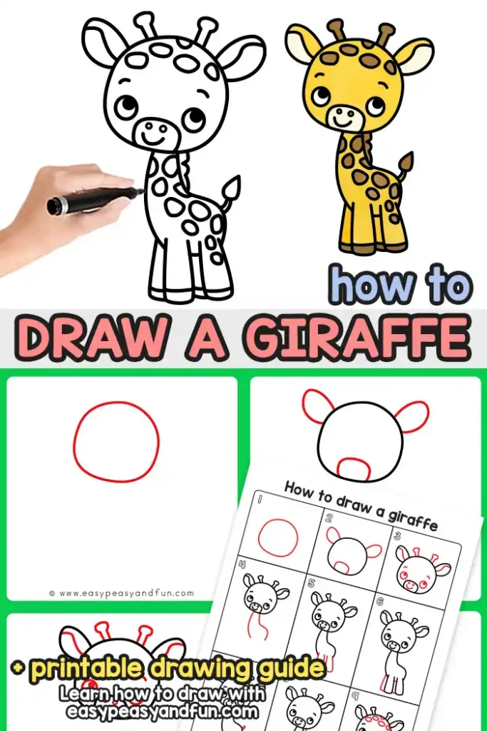 How to Draw a Giraffe – Step by Step Drawing Tutorial - Easy Peasy and Fun